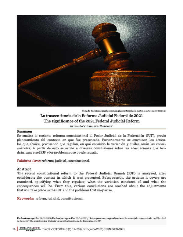 (PDF) trascendencia de la Reforma Judicial Federal de 2021