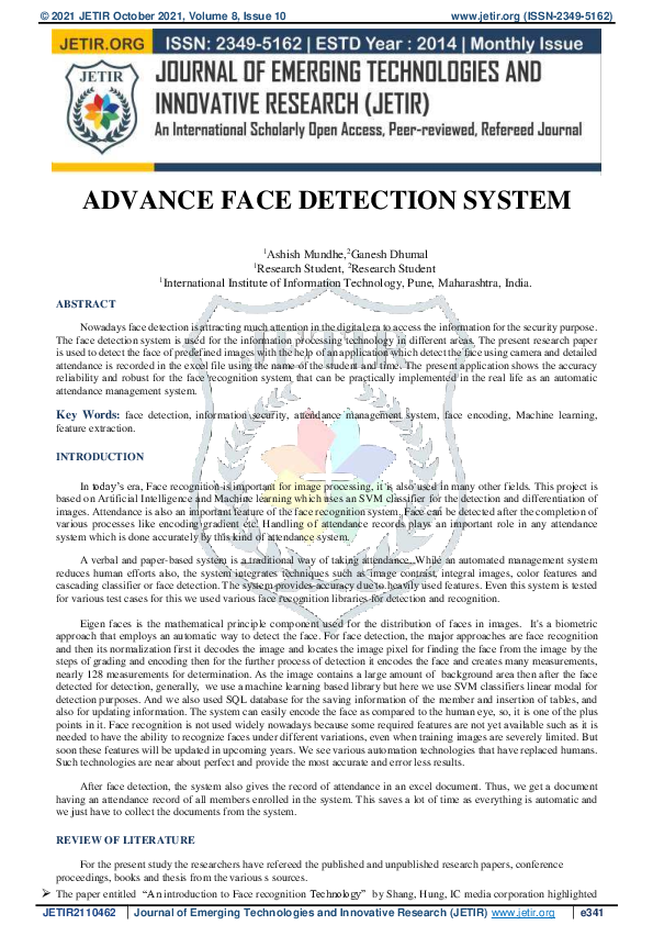 Pdf Automated Attendance Via Face Detection System