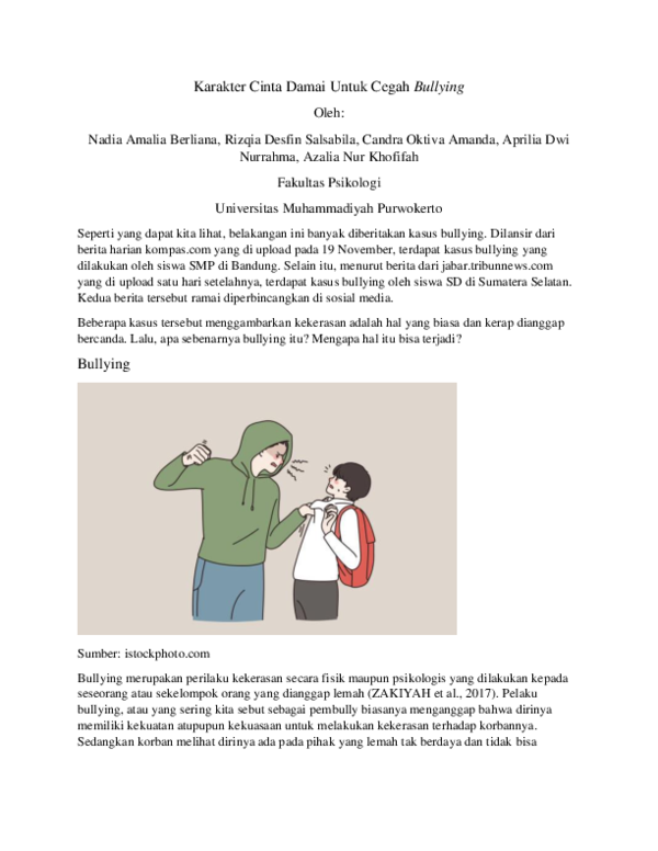 (PDF) Karakter Cinta Damai Untuk Cegah Bullying