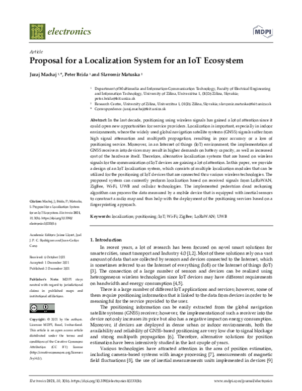 (PDF) Proposal for a Localization System for an IoT Ecosystem
