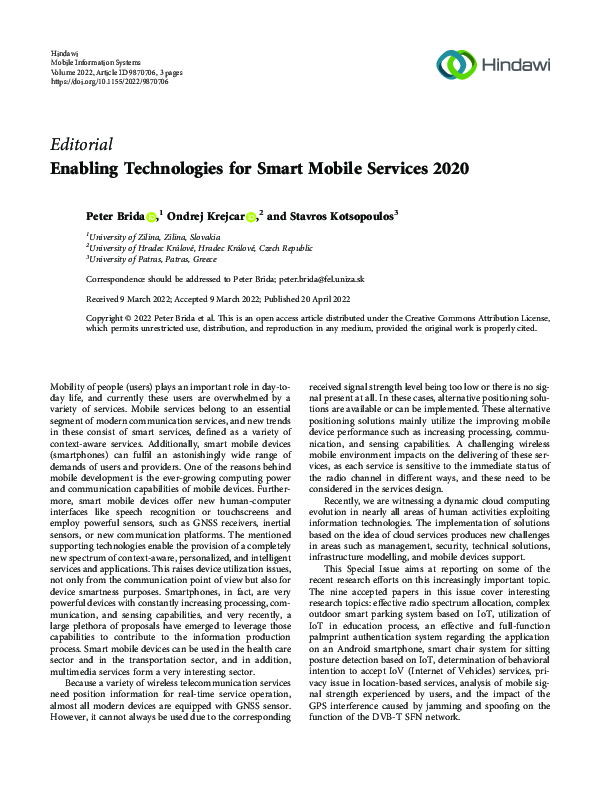 (PDF) Enabling Technologies for Smart Mobile Services