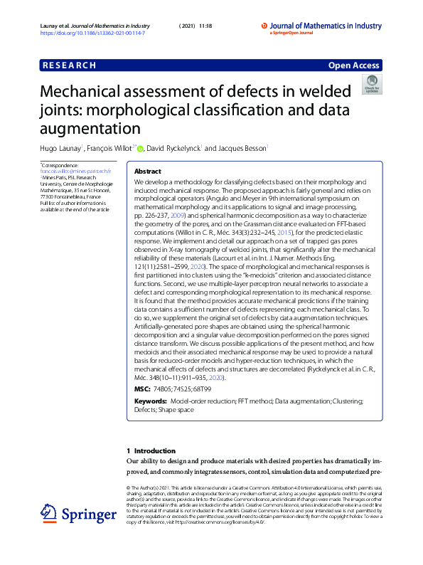 (PDF) Mechanical assessment of defects in welded joints: morphological classification and data ...