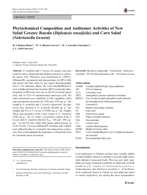 (PDF) Phytochemical Composition and Antitumor Activities of New Salad ...