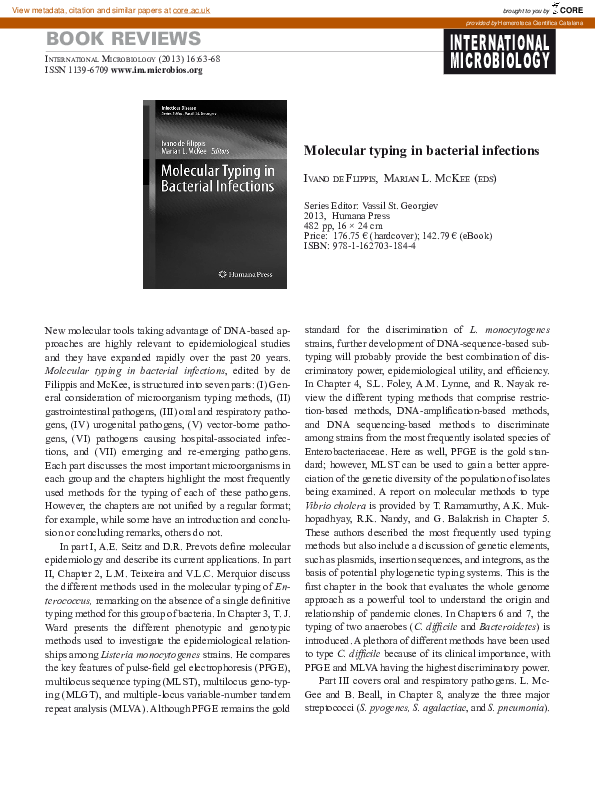 (PDF) Molecular Typing in Bacterial Infections