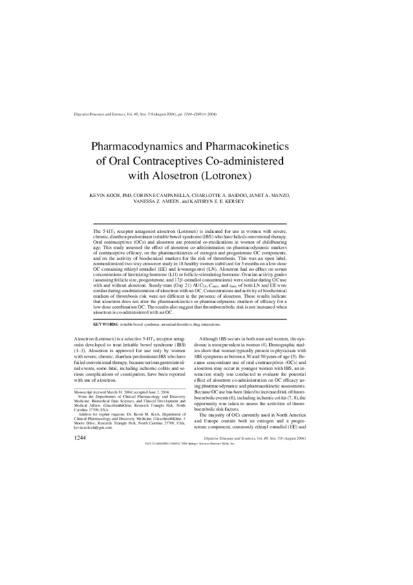 (PDF) Pharmacodynamics and Pharmacokinetics of Oral Contraceptives Co ...