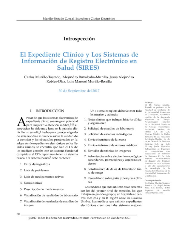 (PDF) Introspección: El Expediente Clínico Electrónico Y Los Sistemas ...