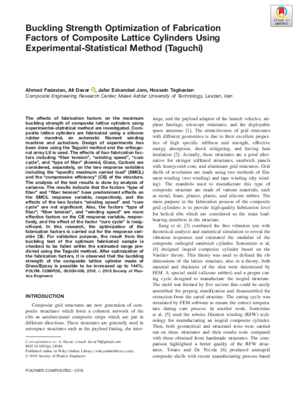 (PDF) Buckling strength optimization of fabrication factors of composite lattice cylinders using ...