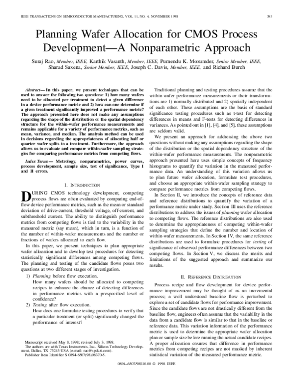 (PDF) Planning wafer allocation for CMOS process development. A ...