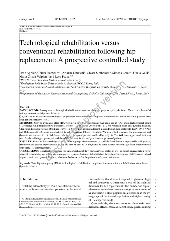 (PDF) Technological rehabilitation versus conventional rehabilitation ...