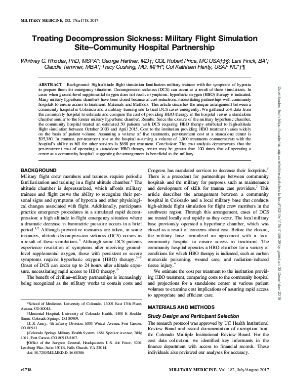 (PDF) Treating Decompression Sickness: Military Flight Simulation Site ...