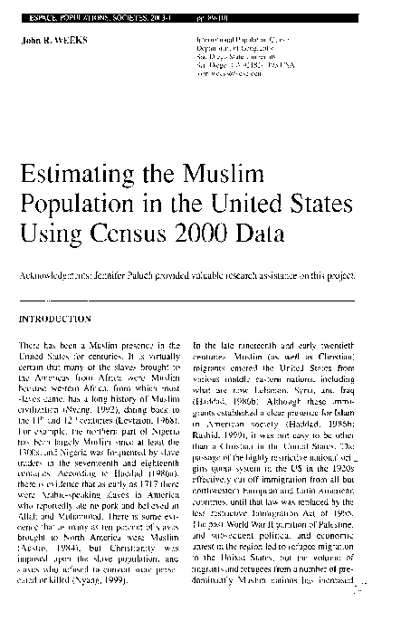 (PDF) Estimating the Muslim Population in the United States Using ...