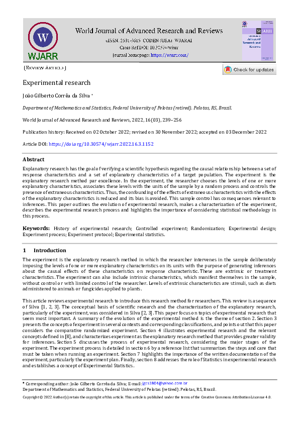 (PDF) Experimental research