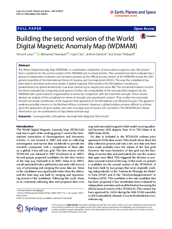 (PDF) Building the second version of the World Digital Magnetic Anomaly ...