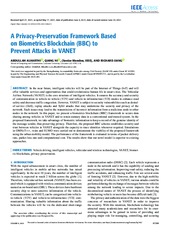 (PDF) A Privacy-Preservation Framework Based on Biometrics Blockchain (BBC) to Prevent Attacks ...