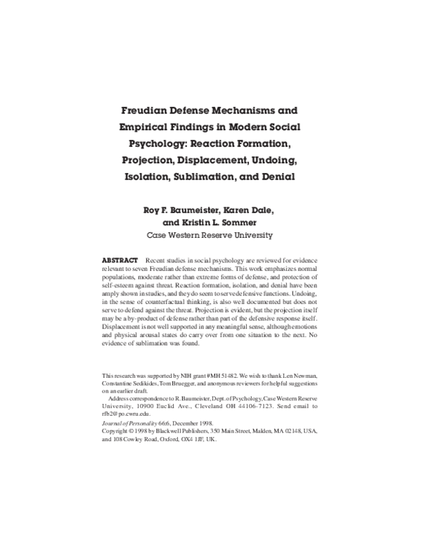 (PDF) Freudian Defense Mechanisms and Empirical Findings in Modern ...