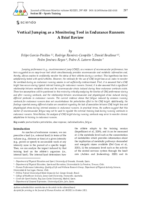 (PDF) Vertical Jumping as a Monitoring Tool in Endurance Runners: A Brief Review | Pedro Jiménez ...