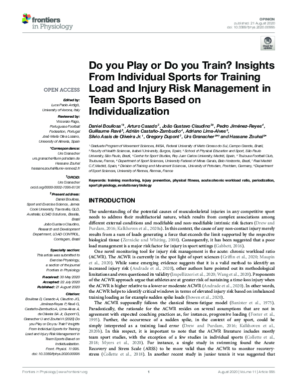 (PDF) Do you Play or Do you Train? Insights From Individual Sports for ...