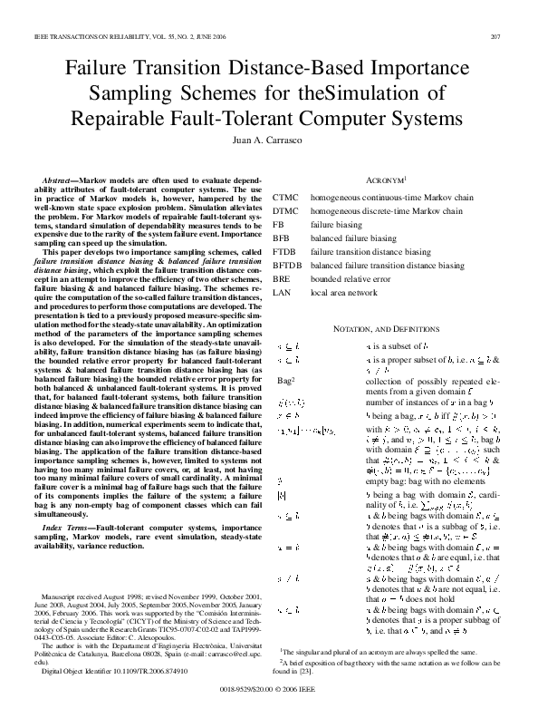 (PDF) Importance Sampling for Repairable Fault-Tolerant Systems