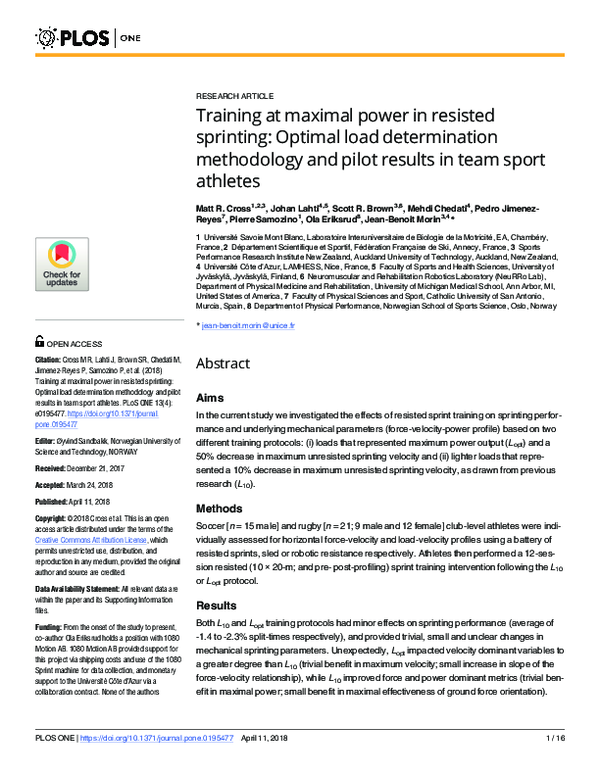 (PDF) Training at maximal power in resisted sprinting: Optimal load ...