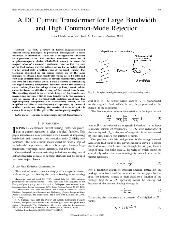 (PDF) High-Bandwidth DC Current Transformer with CMRR