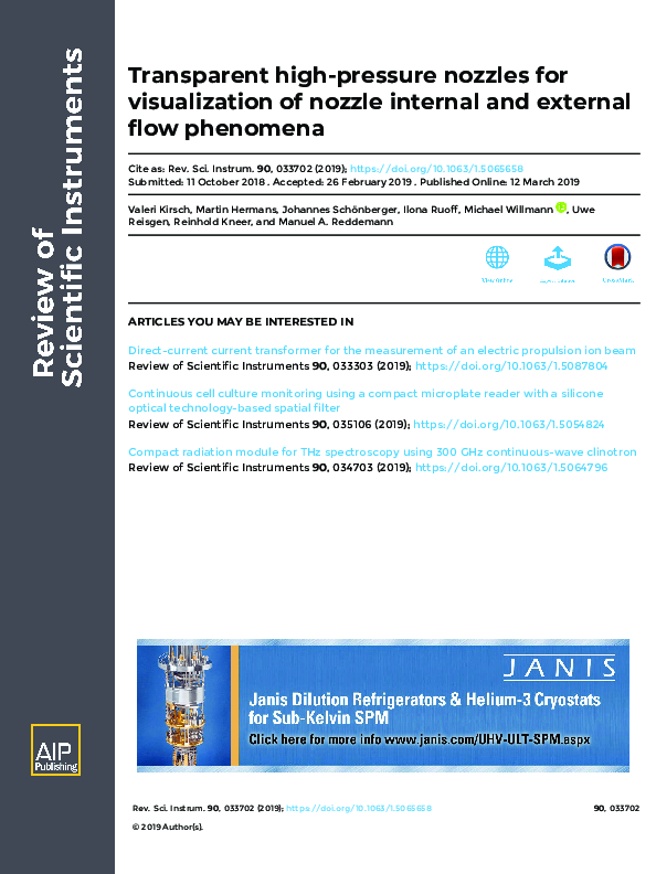 (PDF) Transparent high-pressure nozzles for visualization of nozzle ...