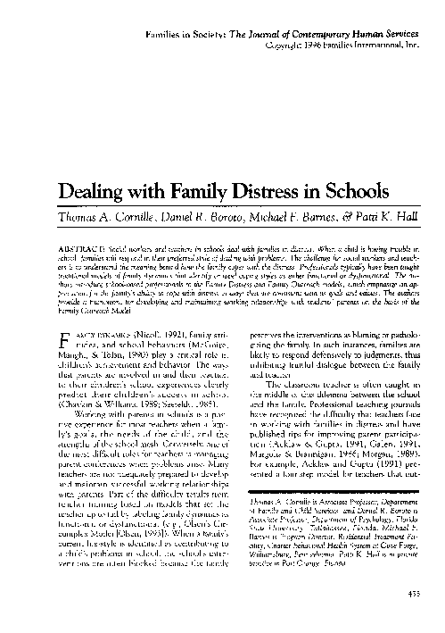 (PDF) Dealing with Family Distress in Schools