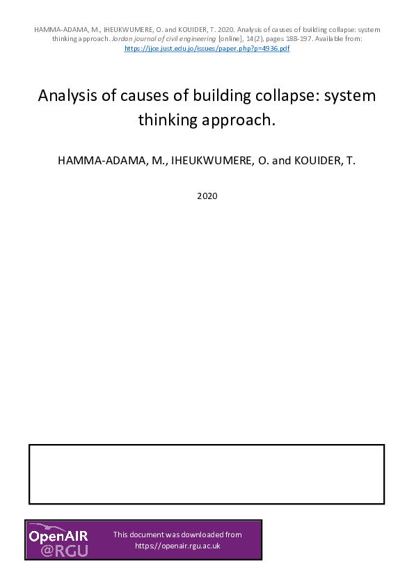 (PDF) Analysis of causes of building collapse: system thinking approach