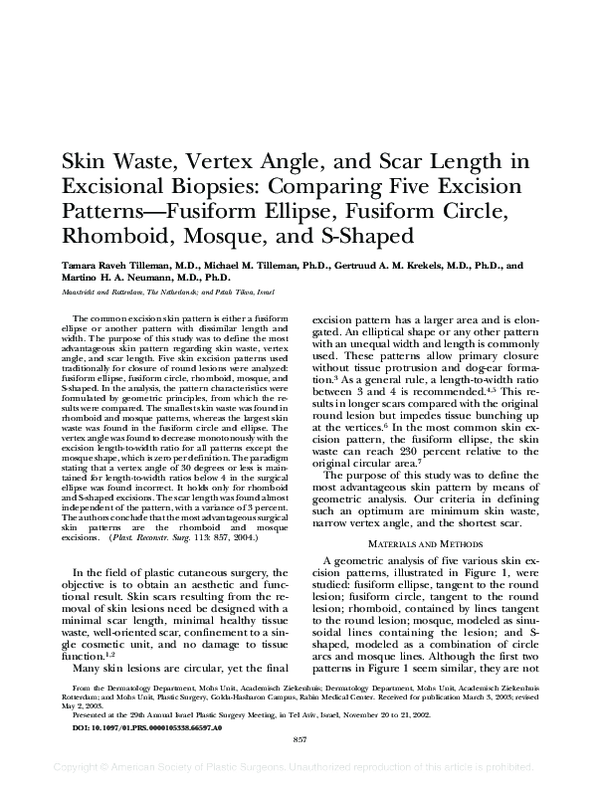 (PDF) Skin Waste, Vertex Angle, and Scar Length in Excisional Biopsies ...