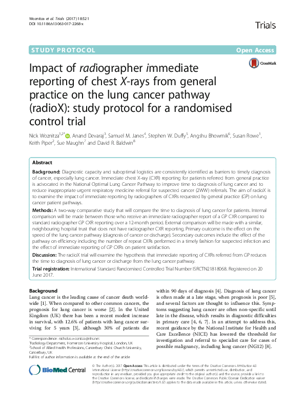 (PDF) Impact of radiographer immediate reporting of chest x-rays from ... (PDF) Impact of radiographer immediate reporting of chest x-rays from ...