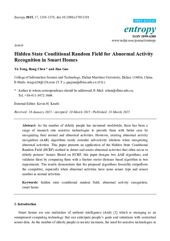 (PDF) Article Hidden State Conditional Random Field for Abnormal Activity