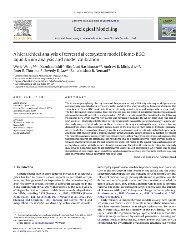 (PDF) A hierarchical analysis of terrestrial ecosystem model Biome-BGC ...