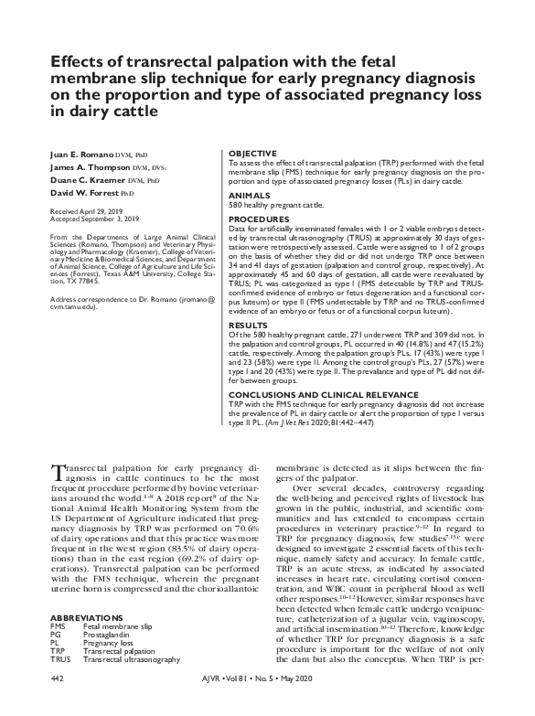 (PDF) Effects of transrectal palpation with the fetal membrane slip ...