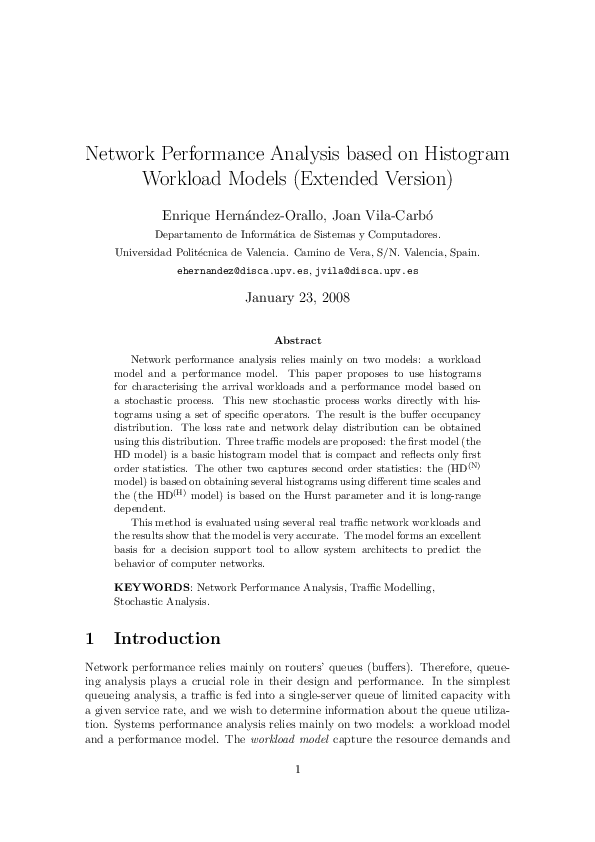 Pdf Network Performance Analysis Based On Histogram Workload Models