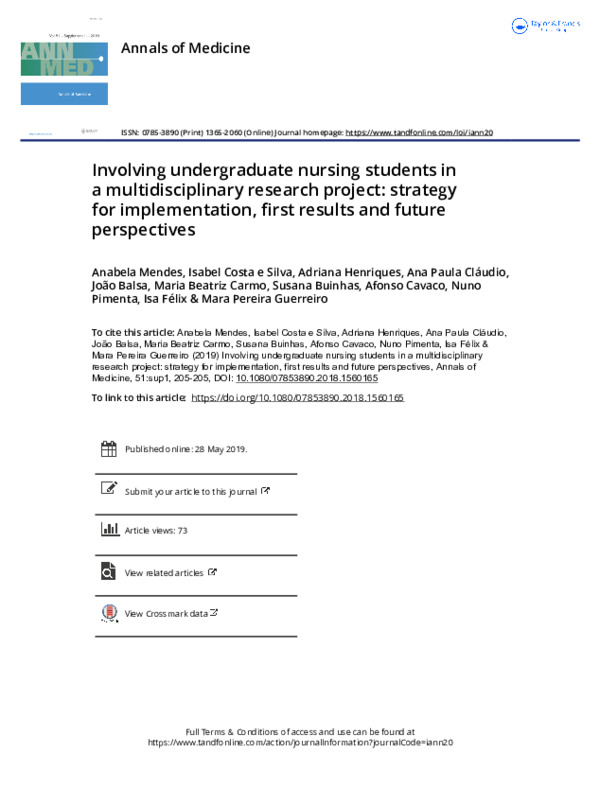 (PDF) Involving undergraduate nursing students in a multidisciplinary ...
