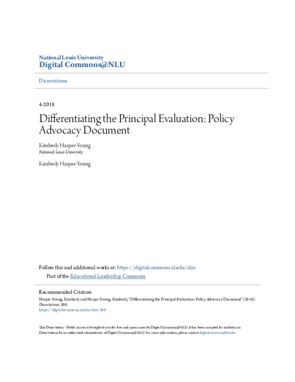 (PDF) Differentiating the Principal Evaluation: Policy Advocacy Document