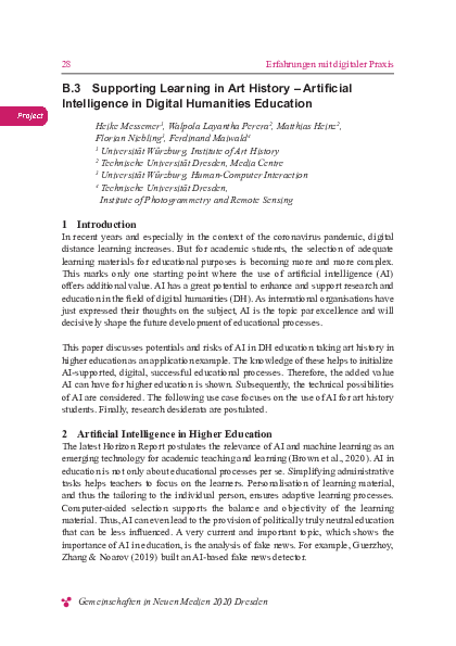 (PDF) Supporting Learning in Art History – Artificial Intelligence in ...