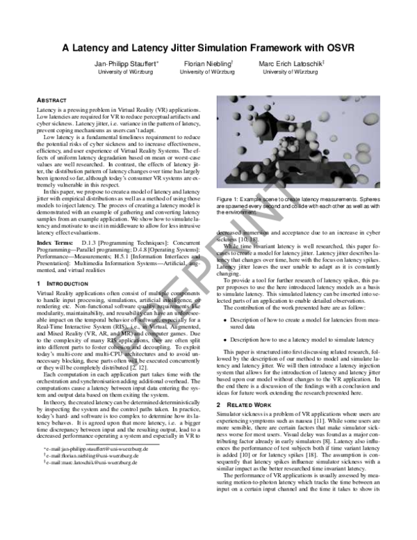 Pdf A Latency And Latency Jitter Simulation Framework With Osvr