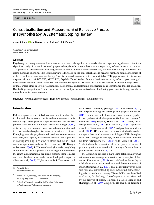 (PDF) Conceptualisation and Measurement of Reflective Process in ...