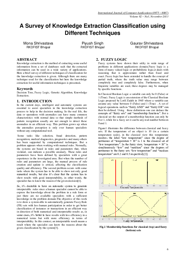Pdf A Survey Of Knowledge Extraction Classification Using Different