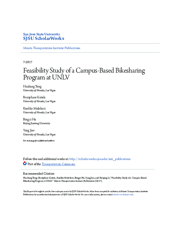 (PDF) Feasibility study of a campus-based bikesharing program at UNLV ...