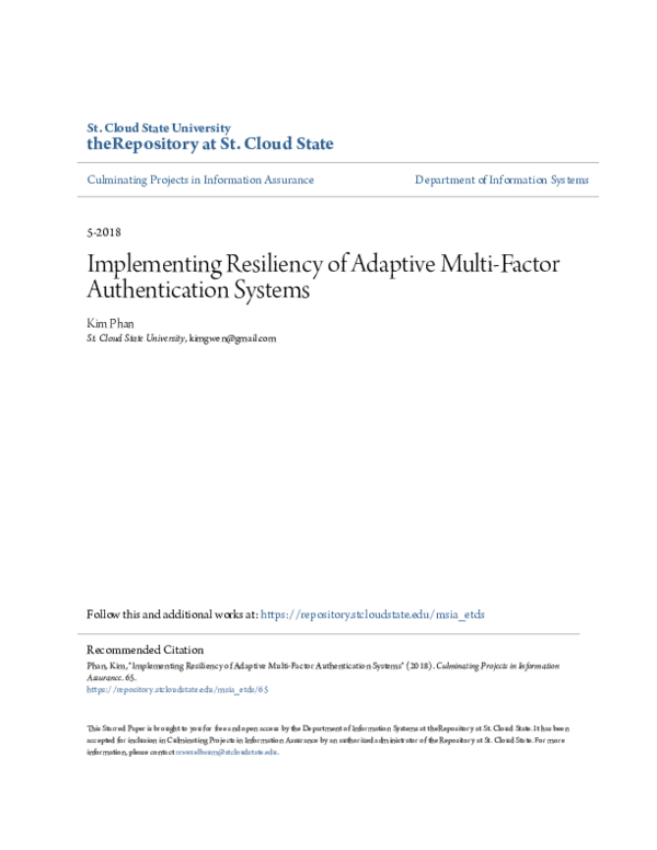 (PDF) Implementing Resiliency of Adaptive Multi-Factor Authentication ...