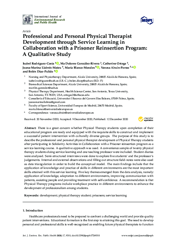 (PDF) Professional and Personal Physical Therapist Development through ...