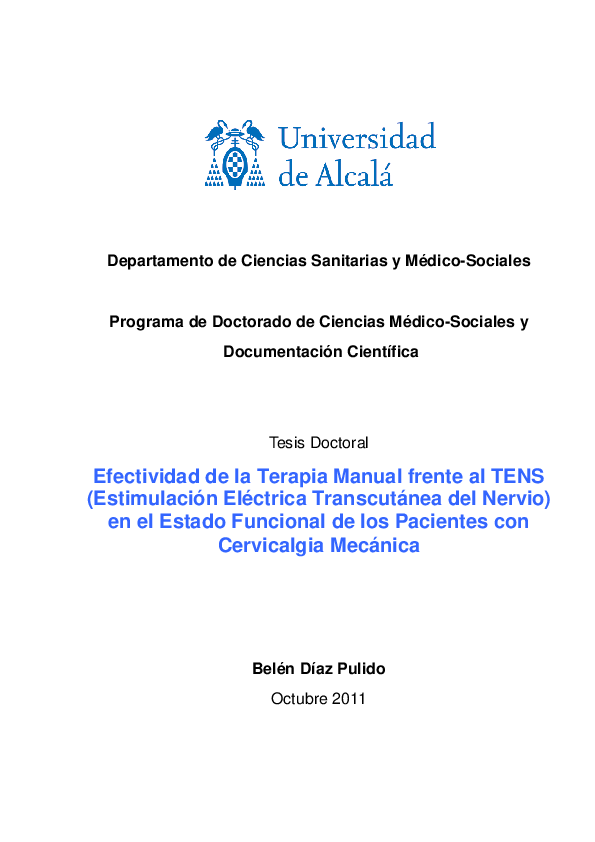 (PDF) Efectividad de la terapia manual frente al TENS (Estimulación ...