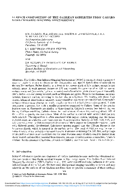 (PDF) Surface Composition of the Galilean Satellites from Galileo Near ...