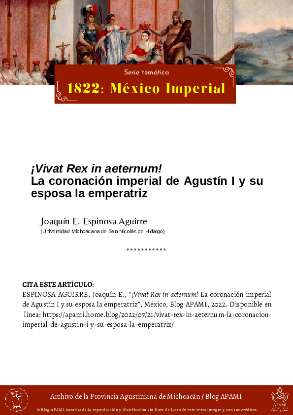 (PDF) ¡Vivat Rex in aeternum! La coronación imperial de Agustín I y su ...