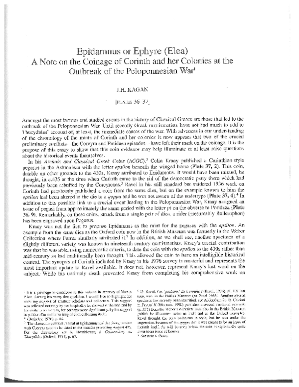 (PDF) Epidamnus or Ephyre (Elea) A Note on the Coinage of Corinth and ...
