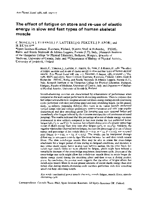 (PDF) The effect of fatigue on store and re-use of elastic energy in ...