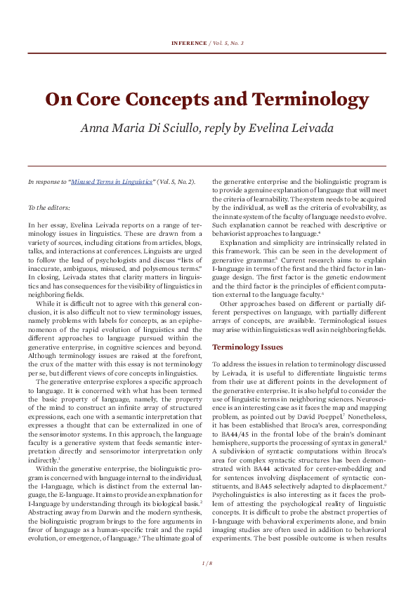 (PDF) On Core Concepts and Terminology