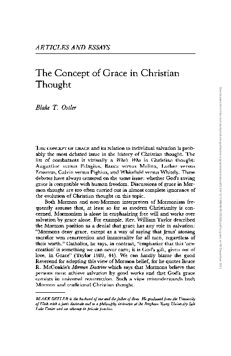 (PDF) The Concept of Grace in Christian Thought