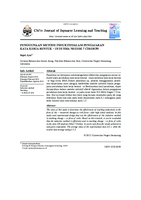 (PDF) Chi'e: Journal of Japanese Learning and Teaching PENGGUNAAN ...